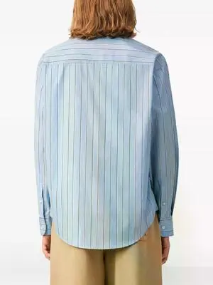 AMI Paris Boxy Striped Cotton Shirt With Embossed De Coeur