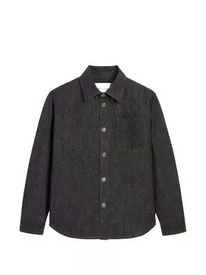 AMI Paris Cotton Overshirt With De Coeur - Blue
