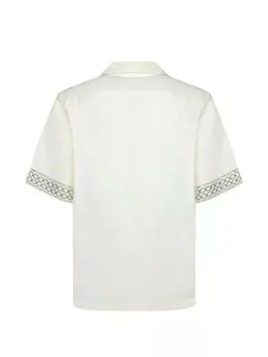 Commas Embroidered-cuff Short-sleeve Shirt - White