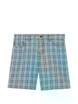 Burberry Check Denim Shorts - Blue
