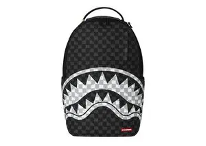 SPRAYGROUND Black And White Drip Check Shark Backpack - Multicolor