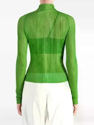 Issey Miyake Chiffon Twist 1 Pleated High-neck Top