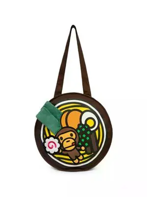 A BATHING APE Graphic-print Plush Shoulder Bag - Brown