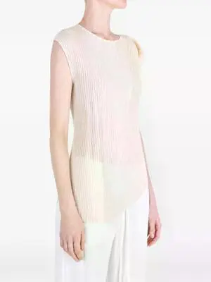 Issey Miyake Off-white Plissé Effect Asymmetric Top