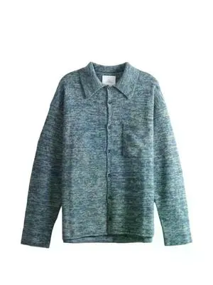 THE ELDER STATESMAN Marl-knit Button-down Shirt - Blue