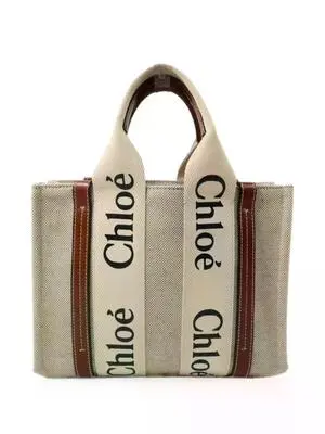 Chloé Woody Canvas Tote Bag - Neutrals