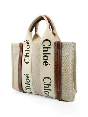 Chloé Woody Canvas Tote Bag - Neutrals