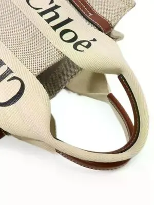 Chloé Woody Canvas Tote Bag - Neutrals