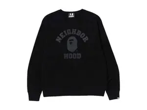 A BATHING APE X Neighborhood Relaxed Fit Crewneck Sweatshirt - Black
