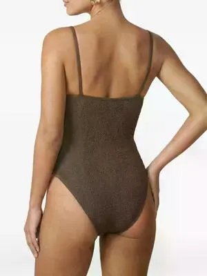 REINA OLGA Circe Crinkle-effect One-piece Swimsuit - Brown