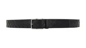 Bottega Veneta Intrecciato Weave Leather Belt - Black