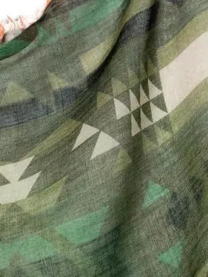 Valentino Garavani Geometric-print Frayed Scarf