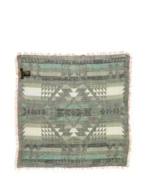 Valentino Garavani Geometric-print Frayed Scarf - Green