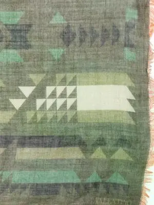 Valentino Garavani Geometric-print Frayed Scarf