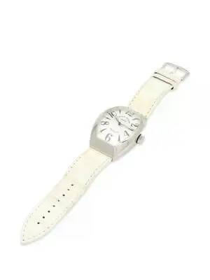 Franck Muller Art Deco 39mm Watch With Silver-tone Dial And Calf Leather Strap