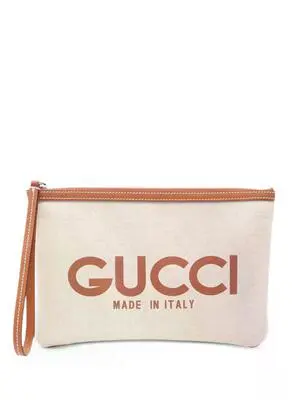 Gucci Logo Print Clutch Bag