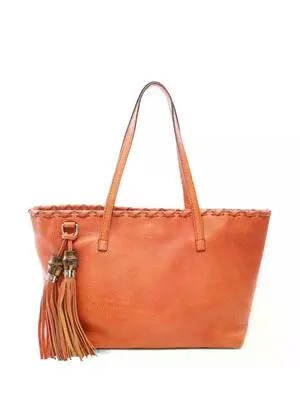 Gucci 2000s Bamboo Tassel Leather Tote Bag - Orange