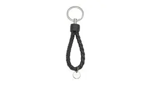 Bottega Veneta Intrecciato Logo Tag Keyring - Black