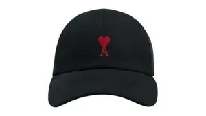 AMI Paris Cotton Cap With De Coeur Embroidery - Black