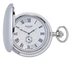 RAPPORT LONDON Full Hunter Quartz Pocket Watch - Silver