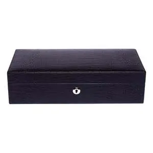 RAPPORT LONDON Brompton Five Watch Box In Crocodile-effect Leather - Black