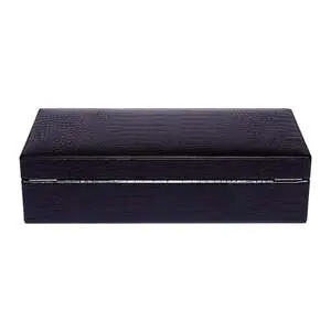 RAPPORT LONDON Brompton Five Watch Box In Crocodile-effect Leather - Black