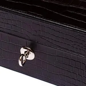 RAPPORT LONDON Brompton Five Watch Box In Crocodile-effect Leather - Black