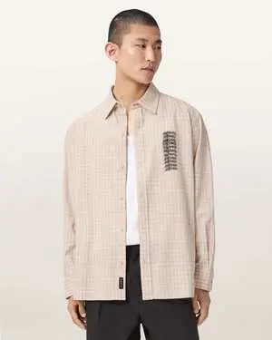 ALLSAINTS Repeater Long Sleeve Oversized Check Shirt - Brown