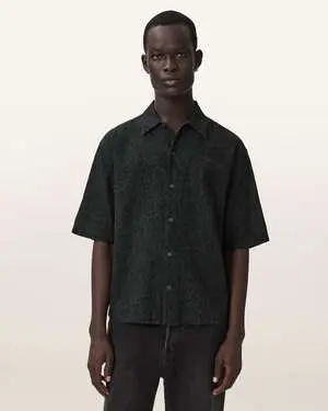 ALLSAINTS Leopardo Oversized Linen Blend Shirt - Black