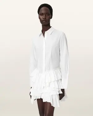ALLSAINTS Kristi Ruffle Cotton Shirt Dress