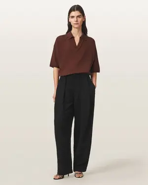 ALLSAINTS Phi Linen-blend Wide Leg Pants - Black