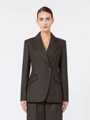 Max Mara Denim-look Wool Fitted-waist Blazer