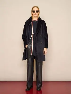 Max Mara Alpaca And Wool Blend Midi Coat - Midnightblue