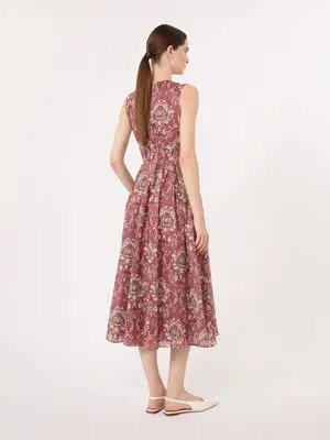 Max Mara Printed Cotton Voile Midi Dress