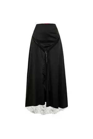 PCFG The Party Edit Slit Lace Panel Satin Maxi Skirt