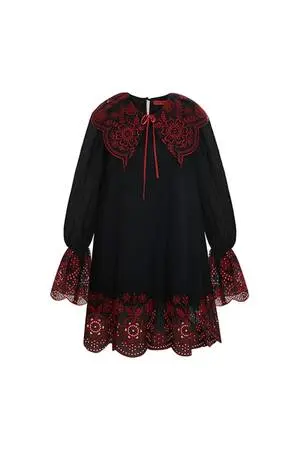 PCFG The Broderie Anglaise Edit Embroidered Detail Mini Dress - Black