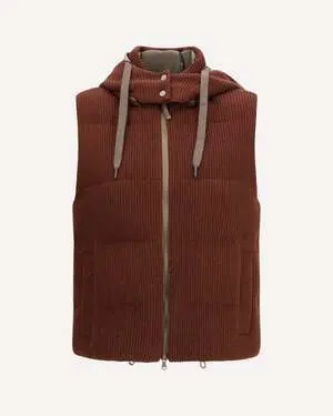 Brunello Cucinelli Hooded Down Vest - Brown