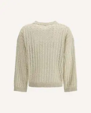 Brunello Cucinelli Dazzling Cable Linen Weater With Openwork Ribbing