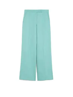 Max Mara Chevron Linen Batavia Trousers Aqua - Blue