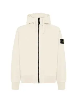 Stone Island STONE ISLAND Zip-Up Hoodie With Logo Appliqué White