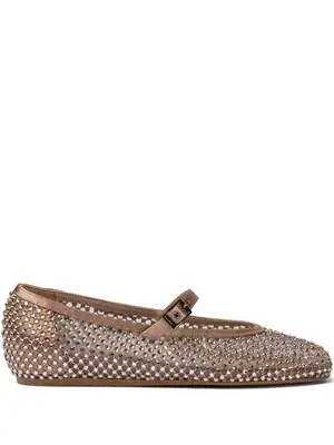 LE SILLA Gildain Satin Ballet Flats With Embellishment - Brown