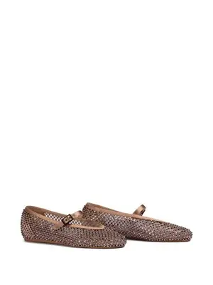 LE SILLA Gildain Satin Ballet Flats With Embellishment - Brown