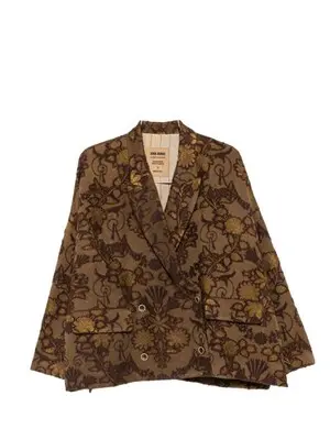 UMA WANG Double-breasted Floral Jacquard Jacket