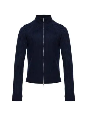 MAISON MARGIELA Ribbed Zip-up Cardigan - Blue