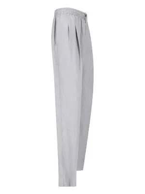 LARDINI Dark Grey Wool Pinstripe Trousers