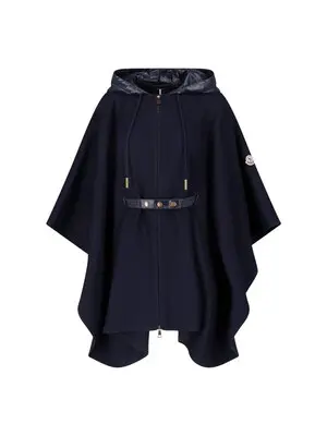 Moncler Wool Blend Cape - Blue