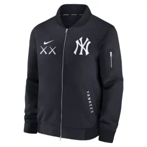 Nike New York Yankees Dugout X Kaws Mlb Full-zip Bomber Jacket - Blue
