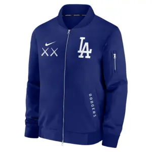 Nike Los Angeles Dodgers Dugout X Kaws Mlb Full-zip Bomber Jacket - Blue