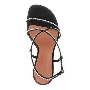 Amina Muaddi Sally' Crystal Embellished Satin Sandals