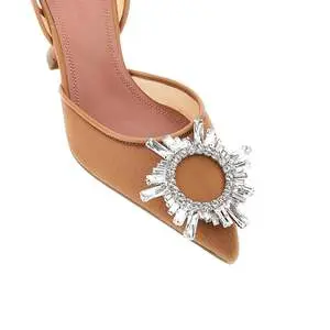Amina Muaddi Begum Mesh Slingback Pumps With Crystal Embellishment